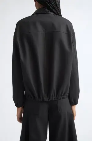 COURREGES Vinyl Collar Cotton Canvas Bomber Jacket