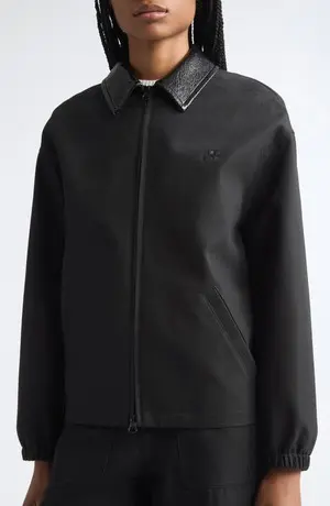 COURREGES Vinyl Collar Cotton Canvas Bomber Jacket
