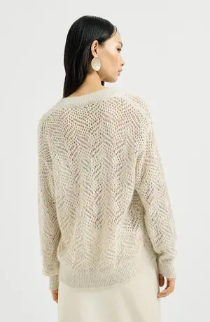 Brunello Cucinelli Mohair And Wool Abstract Leaf Sweater