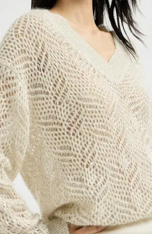 Brunello Cucinelli Mohair And Wool Abstract Leaf Sweater