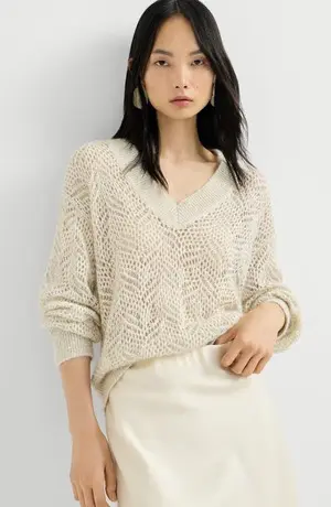 Brunello Cucinelli Mohair And Wool Abstract Leaf Sweater