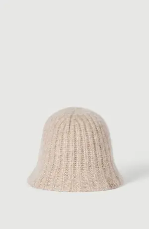 Brunello Cucinelli Cashmere Diamond Yarn Rib Knit Bucket Hat - Ecru