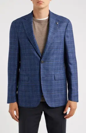 JACK VICTOR Midland Windowpane Sport Coat - Blue