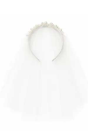 BINATA MILLINERY Grace Blusher Veil Pearly Headband
