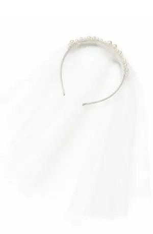 BINATA MILLINERY Grace Blusher Veil Pearly Headband