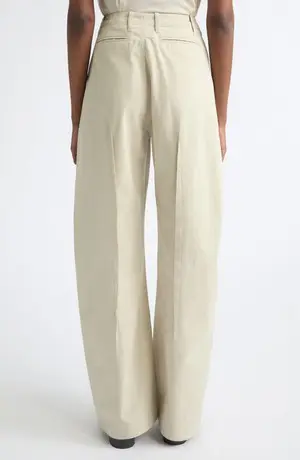 MAISON MARGIELA Wide Leg Cotton Twill Pants With Raw Edge Hem