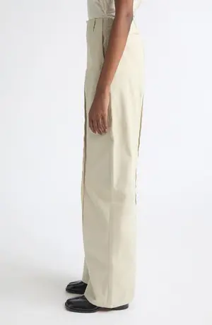 MAISON MARGIELA Wide Leg Cotton Twill Pants With Raw Edge Hem