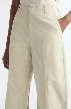 MAISON MARGIELA Wide Leg Cotton Twill Pants With Raw Edge Hem