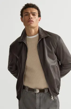Brunello Cucinelli Nappa Leather Outerwear Jacket