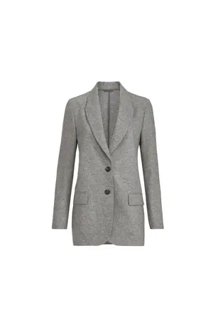 Brunello Cucinelli Cashmere Jersey Deconstructed Blazer With Monili