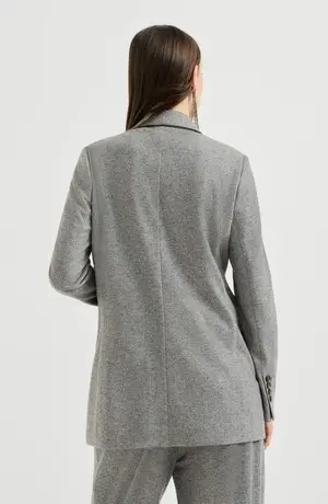 Brunello Cucinelli Cashmere Jersey Deconstructed Blazer With Monili