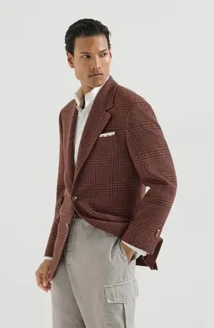 Brunello Cucinelli Cashmere Prince Of Wales Cavallo Tailor Blazer - Grey