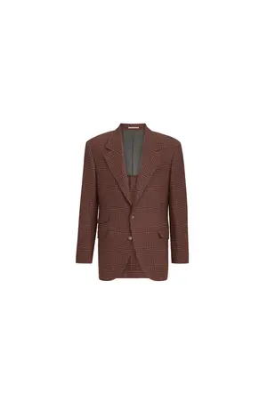 Brunello Cucinelli Cashmere Prince Of Wales Cavallo Tailor Blazer - Grey