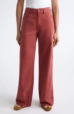 Veronica Beard Kasey Mid Rise Wide Leg Jeans - Rust