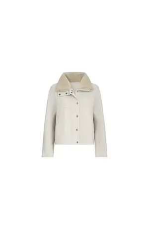 Brunello Cucinelli Hand-crafted Virgin Wool And Cashmere Double Cloth Jacket With Detachable Shearling Collar - Ivory