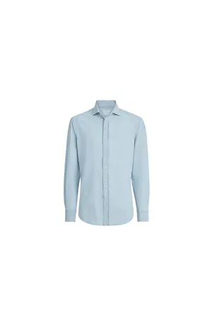 Brunello Cucinelli Denim-effect Chambray Shirt With Spread Collar