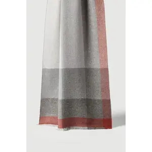 Brunello Cucinelli Wool And Cashmere Checked Twill Scarf - Firebrick