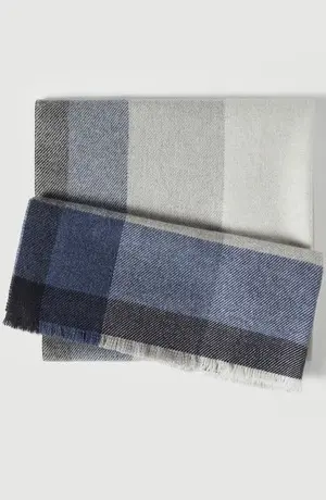 Brunello Cucinelli Wool And Cashmere Checked Twill Scarf - Grey