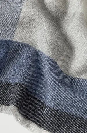 Brunello Cucinelli Wool And Cashmere Checked Twill Scarf - Grey