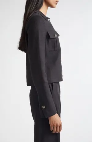 St. John Linen Blend Twill Jacket