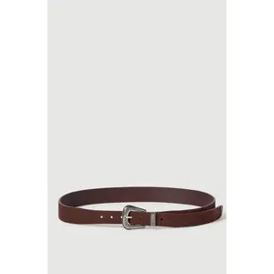 Brunello Cucinelli Reversed Leather Belt With Tip - Brown