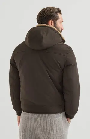Brunello Cucinelli Stretch Bonded Nylon Down Jacket With Detachable Hood