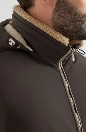 Brunello Cucinelli Stretch Bonded Nylon Down Jacket With Detachable Hood