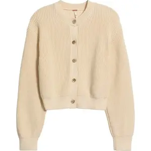 Free People Vienna Rib Button Front Cardigan - Ivory