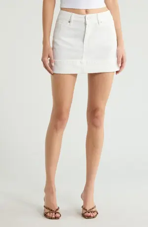FADE OUT LOUD Alex Cuffed Selvedge Mini Skirt - Cloud