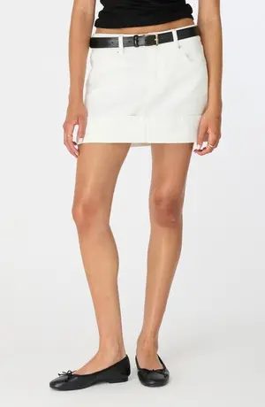 FADE OUT LOUD Alex Cuffed Selvedge Mini Skirt - Cloud