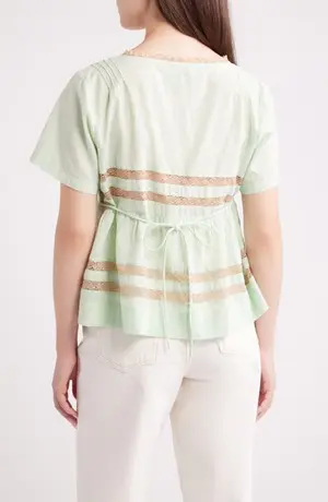 DAMSON MADDER Tilda Lace Organic Cotton Peplum Top