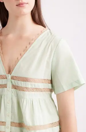 DAMSON MADDER Tilda Lace Organic Cotton Peplum Top