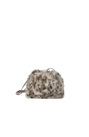 Brunello Cucinelli Lynx-effect Shearling Pouch Bag With Monili