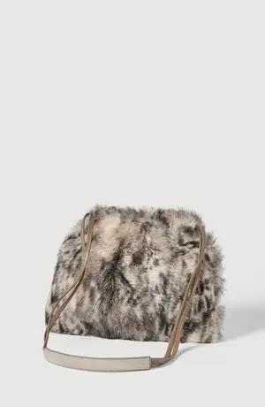 Brunello Cucinelli Lynx-effect Shearling Pouch Bag With Monili