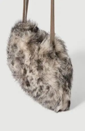 Brunello Cucinelli Lynx-effect Shearling Pouch Bag With Monili