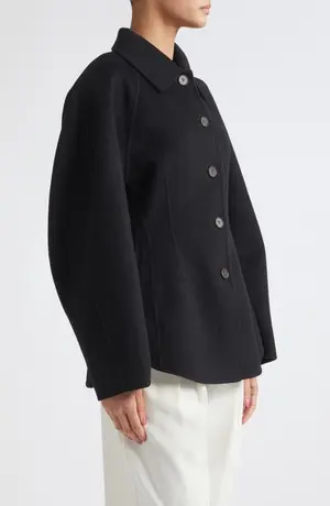 RÓHE Double Faced Wool & Cashmere Sculptural Jacket - Black