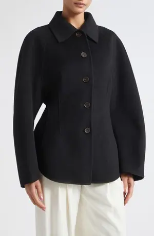 RÓHE Double Faced Wool & Cashmere Sculptural Jacket - Black
