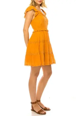 A COLLECTIVE STORY Crochet Trim Flutter Sleeve Minidress