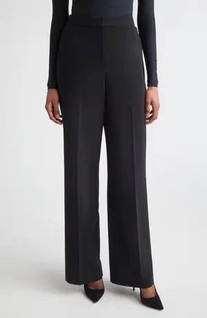 St. John Stretch Linen Blend Twill Wide Leg Pants