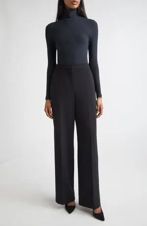 St. John Stretch Linen Blend Twill Wide Leg Pants