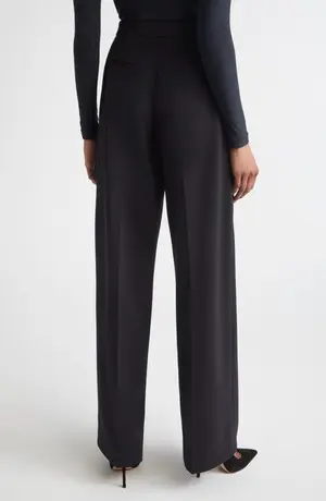 St. John Stretch Linen Blend Twill Wide Leg Pants