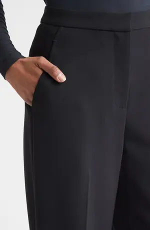St. John Stretch Linen Blend Twill Wide Leg Pants