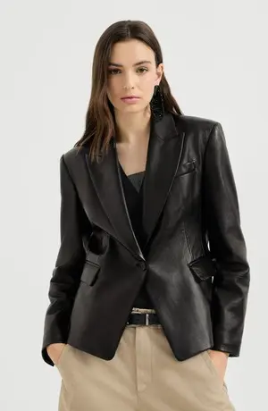 Brunello Cucinelli Nappa Leather Blazer With Monili