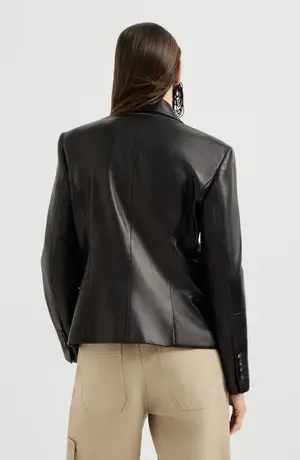 Brunello Cucinelli Nappa Leather Blazer With Monili