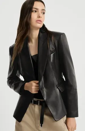 Brunello Cucinelli Nappa Leather Blazer With Monili