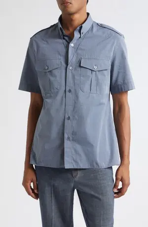MAISON MARGIELA Foldable Short Sleeve Button-down Shirt - Blue