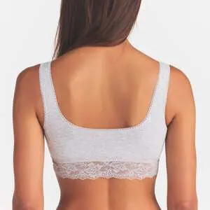 SKIMS Lace Scoop Bralette | Grey | | Lightweight Cotton