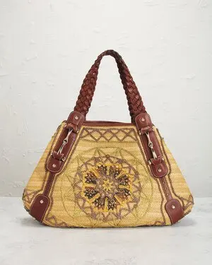 FWRD RENEW Gucci Raffia Pelham Embroidered Hobo Bag