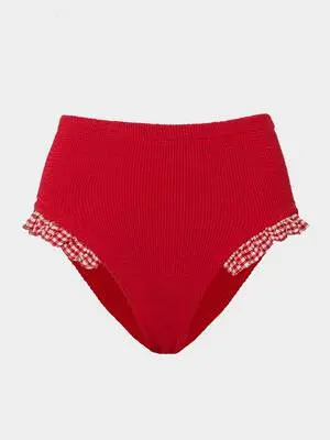 Hunza G High Waist Bikini Bottom - Red Gingham