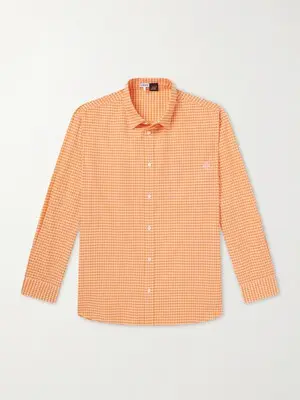 Loewe Paula's Ibiza Anagram-embroidered Checked Cotton-poplin Shirt - Orange